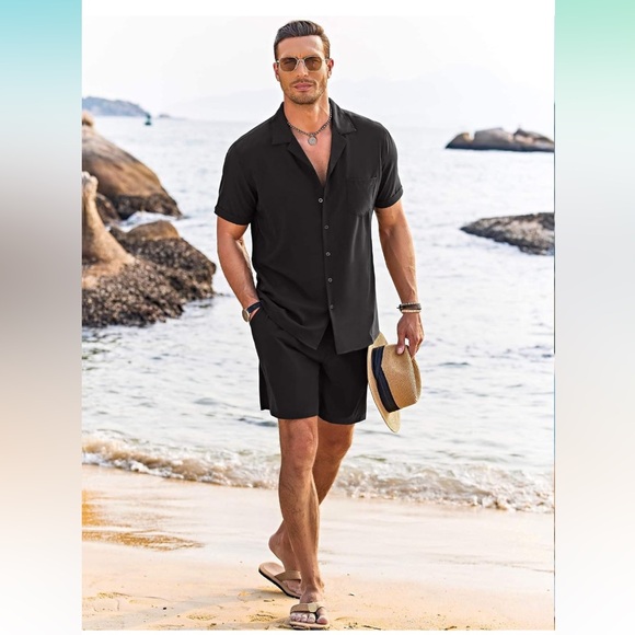 Coofandy | Shorts | Coofandy Mens 2 Piece Shirt Short Sleeve Button ...